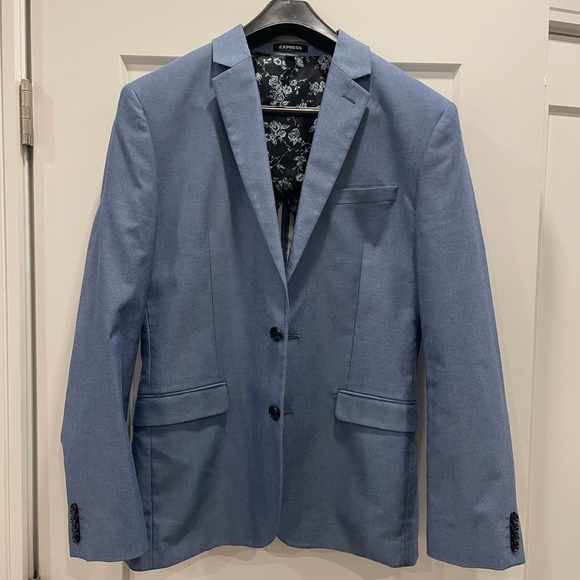 Express | Suits & Blazers | Express Mens Slim Fit Light Blue Jacket 38 ...